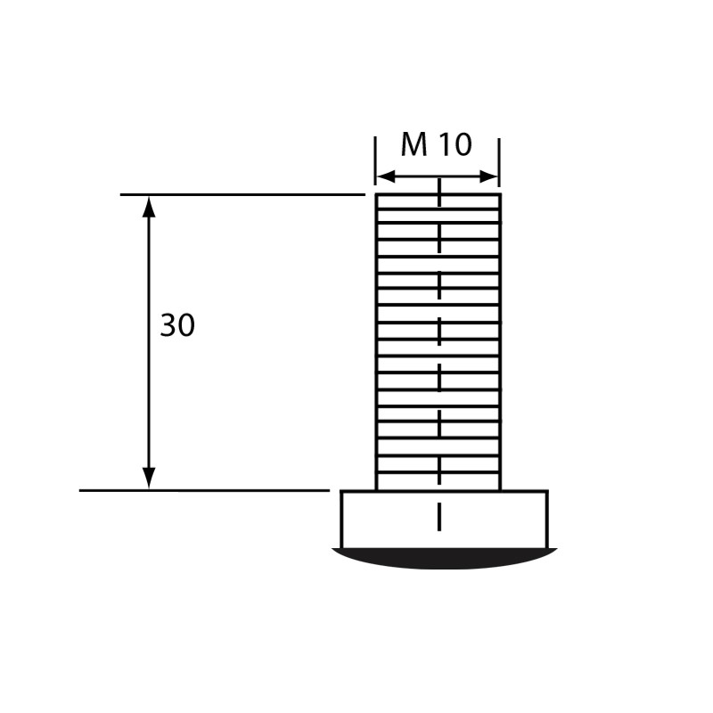 Surub cap rotund pentru baza rotunda M10x30mm - DESIGNFRIENDS